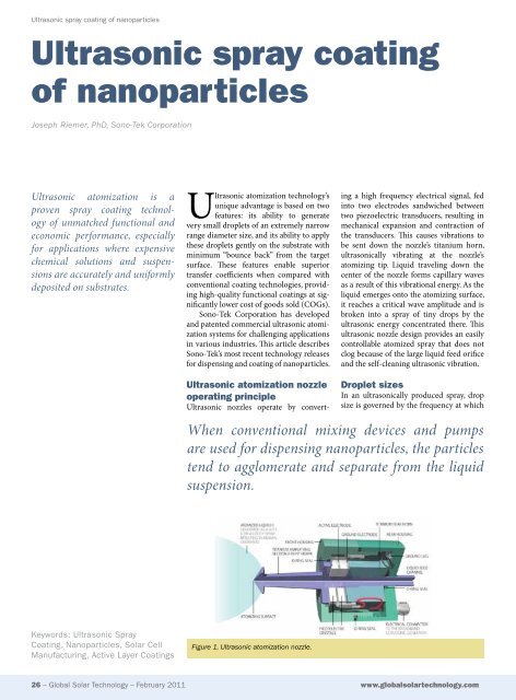 ultrasonic spray coating of nanoparticles - Sono-Tek