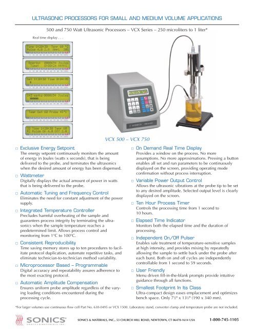 ultrasonic processors for small and medium volume applications