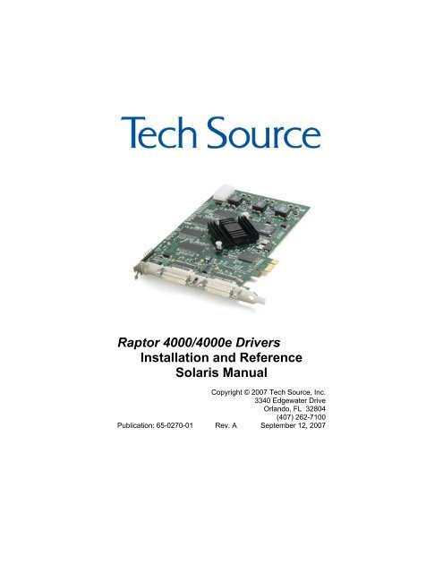 Raptor 4000/4000e Drivers Installation and ... - Tech Source