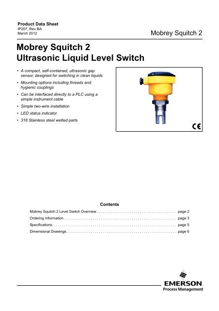 Mobrey Squitch 2 Ultrasonic Liquid Level Switch - Emerson Process ...
