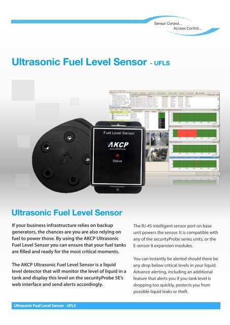 Ultrasonic Fuel Level Sensor - UFLS - AKCP