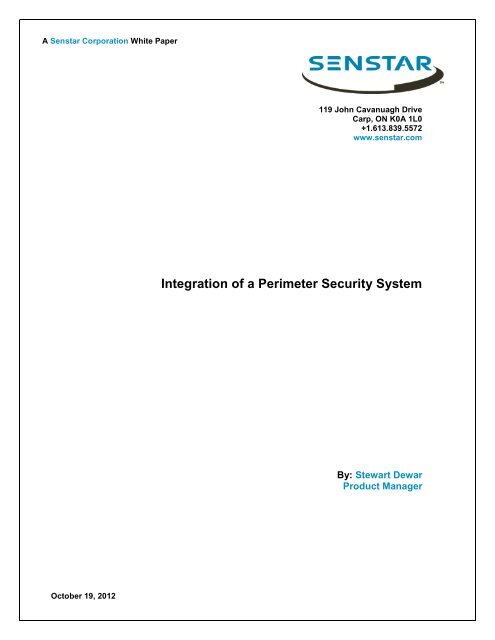 PIDS Integration White Paper - Senstar