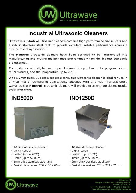 Ultrawave's Industrial ultrasonic cleaners