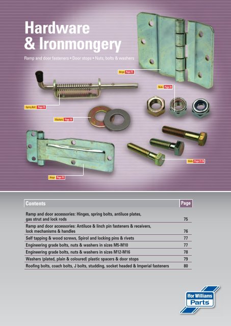 Hardware & Ironmongery Assorted Fasteners - Ifor Williams