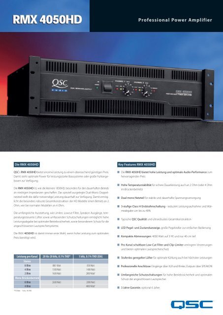 RMX 4050HD Datenblatt - QSC Audio Products