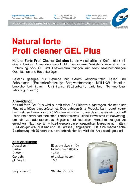 Natural forte Profi cleaner GEL Pl Natural forte leaner GEL Plus r ...