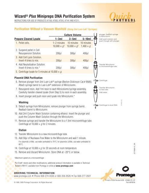 Wizard(R) Plus Minipreps DNA Purification System Quick ... - Promega