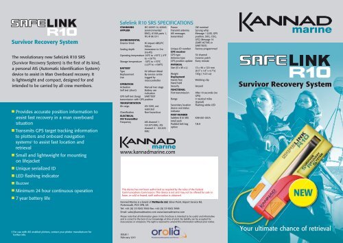 SafeLink R10 Leaflet