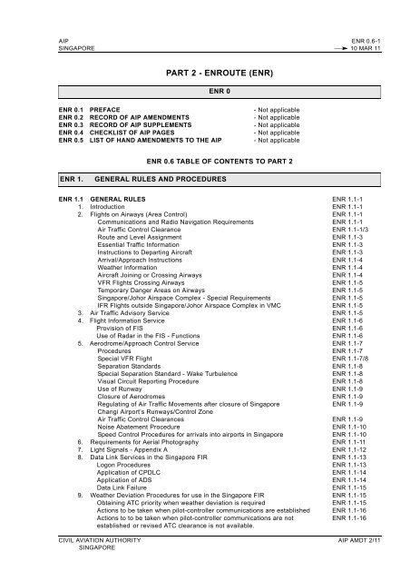 PART 2 - ENROUTE (ENR) - Civil Aviation Authority of Singapore