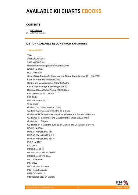 AVAILABLE KH CHARTS EBOOKS - Kelvin Hughes