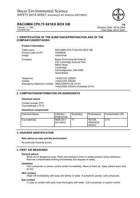 Racumin Contact Powder - Bayer Pestcontrol Expert