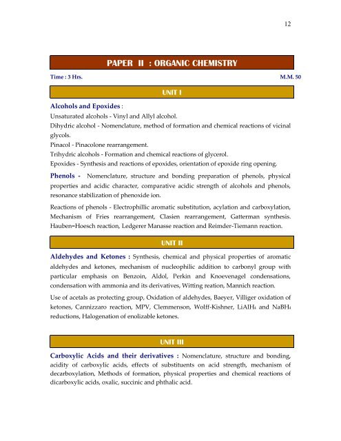 PAPER II : ORGANIC CHEMISTRY