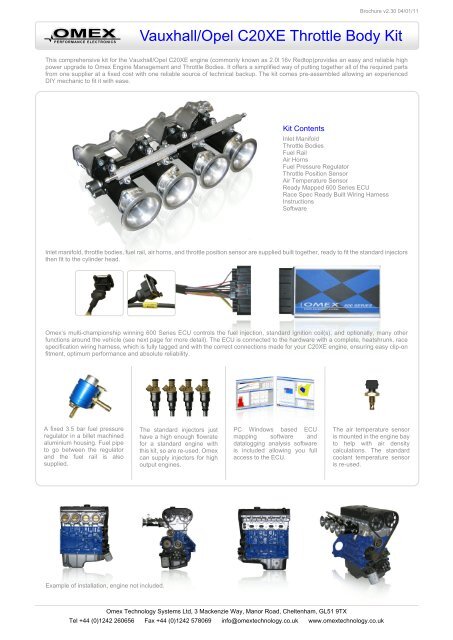 Vauxhall/Opel C20XE Throttle Body Kit - Omex Technology