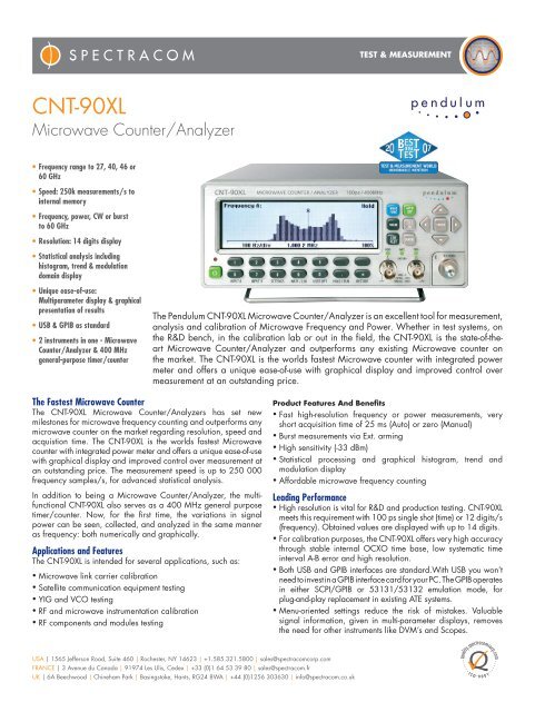 Pendulum-CNT-90XL Microwave-Counter-Analyzer ... - Gigacomp