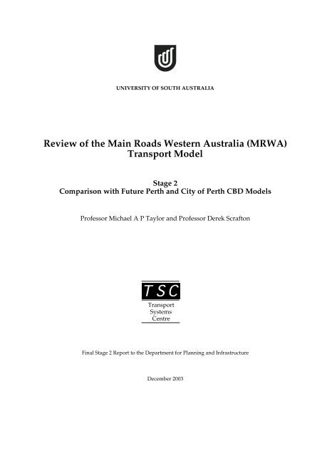 Review of the Main Roads Western Australia (MRWA) Transport Model