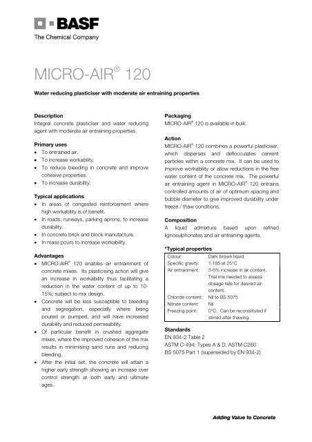 TDS - Micro-Air 120 - BASF Construction Chemicals