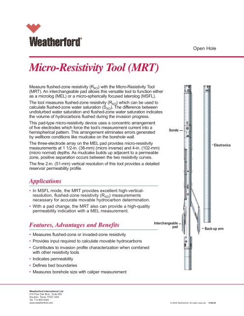 Micro-Resistivity Tool (MRT) - Weatherford International