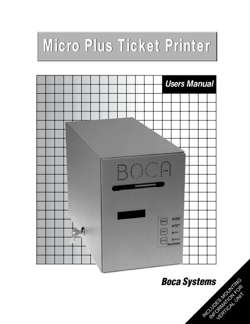 Users Manual Micro Plus Ticket Printer - Boca Systems