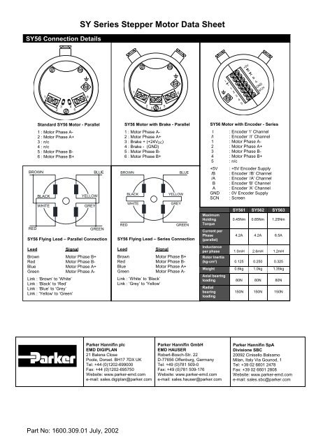 SY Series Stepper Motor Data Sheet - VF Automatika Kft.