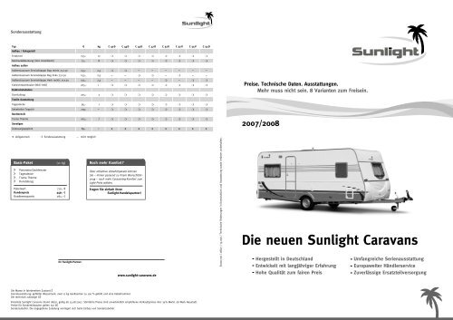Preisliste Caravan - Sunlight