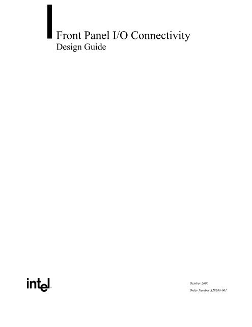 Front Panel I/O Connectivity Design Guide - Form Factors