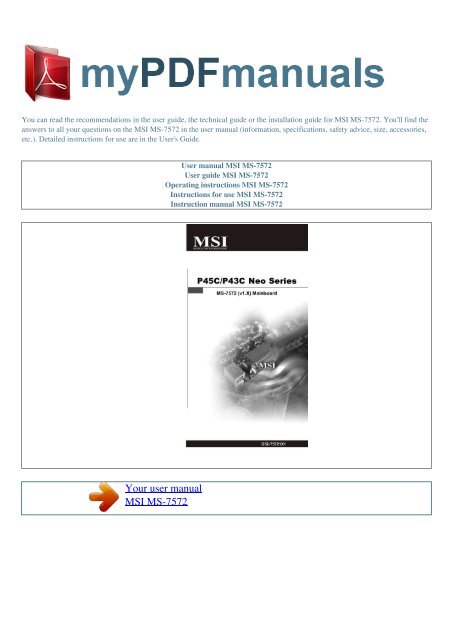 User manual MSI MS-7572 - MY PDF MANUALS