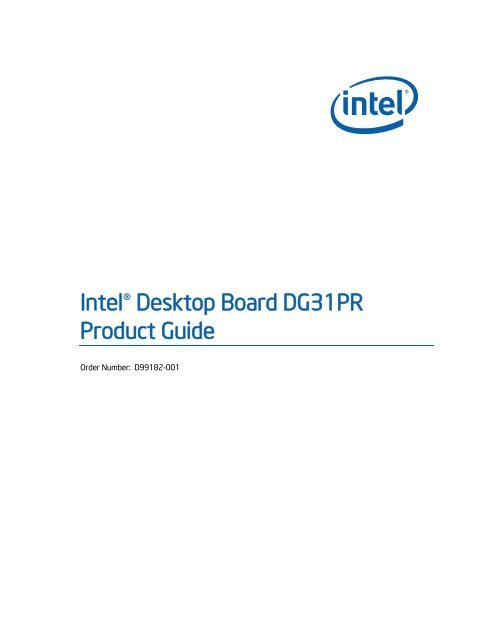Intel® Desktop Board DG31PR Product Guide