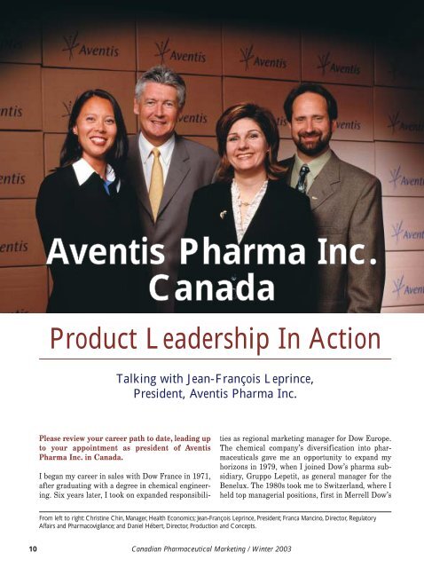 Aventis Pharma Inc. Canada - STA Communications