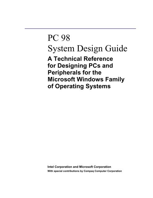 PC 98 System Design Guide