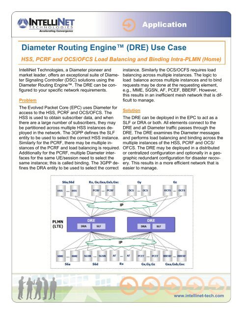 Diameter Routing Engine™ (DRE) Use Case