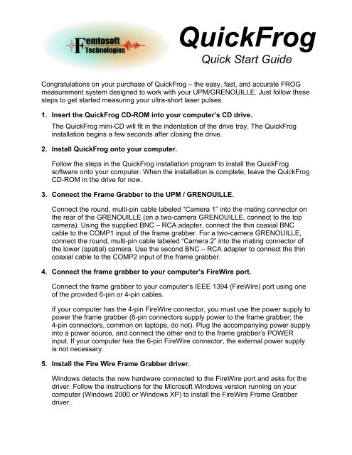 QuickFrog QuickStart Guide - Swamp Optics