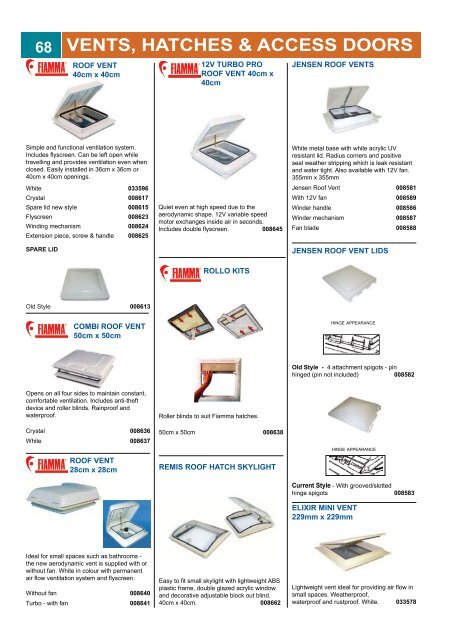 Vents, hatches & access doors 68