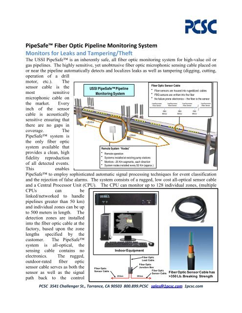 PipeSafe™ Fiber Optic Pipeline Monitoring System Monitors ... - PCSC