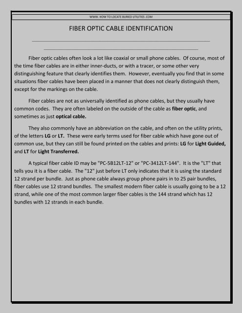 FIBER OPTIC CABLE IDENTIFICATION