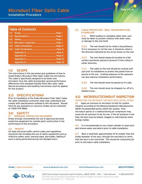 Microduct Fiber Optic Cable - Draka Communications