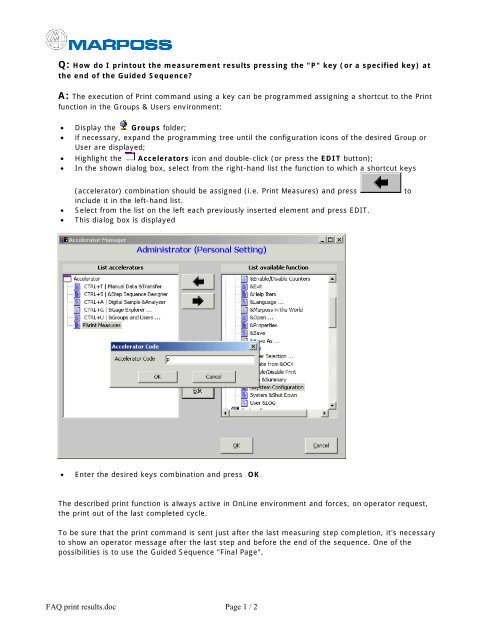 Quick SPC screen snapshots - Marposs