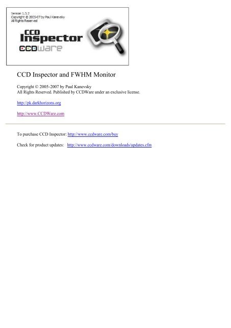 CCD Inspector and FWHM Monitor - CCDWare