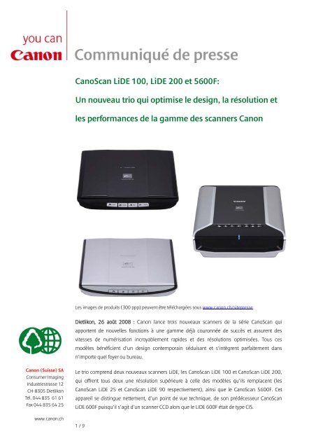 CanoScan LiDE 100, LiDE 200 Et 5600F: Un Nouveau Trio Canon, 51% OFF