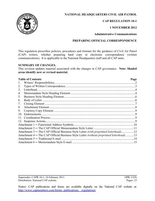 CAPR 10-1 - Civil Air Patrol