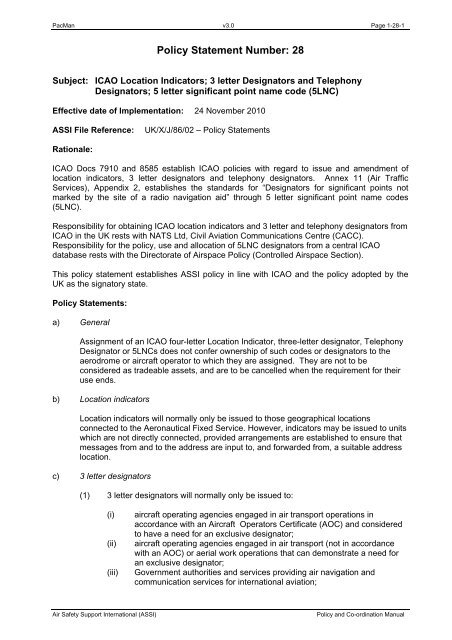 ICAO Location Indicators; 3 letter Designators and Telephony