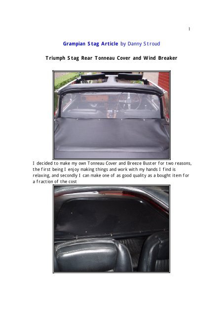 Triumph Stag Rear Tonneau Cover and Wind ... - Grampian Stags