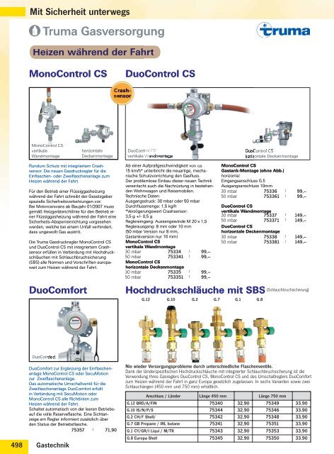 Truma Gasversorgung ruma T gsorer Gasv ung