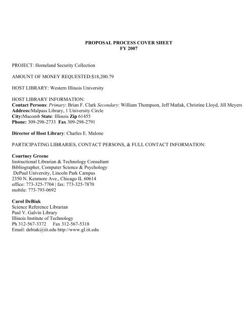 proposal process cover sheet - CARLI - Consortium of Academic ...