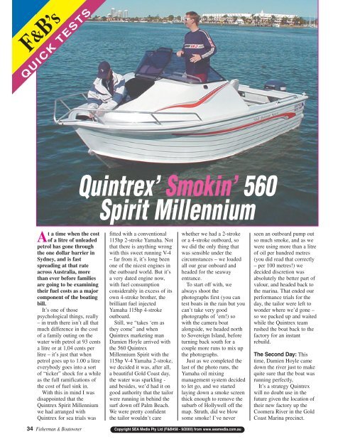 Quintrex' Smokin' 560 Spirit Millennium - Boat Mags - Fisherman ...
