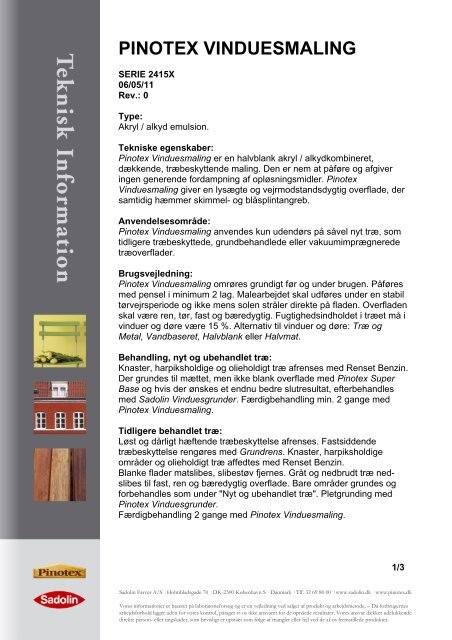 Teknisk Datablad - Pinotex