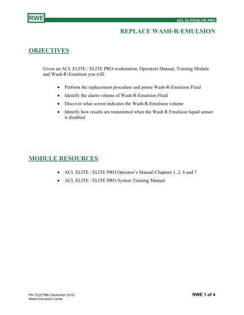 RWE OBJECTIVES ACL ELITE/