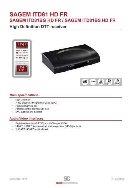 Datasheet SAGEM ITD81 HD FR - Sagemcom
