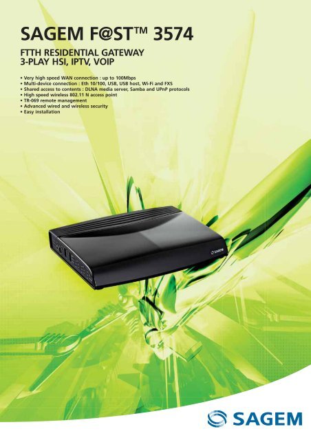 sagem f@sttm 3574 ftth residential gateway 3-play hsi ... - Sagemcom