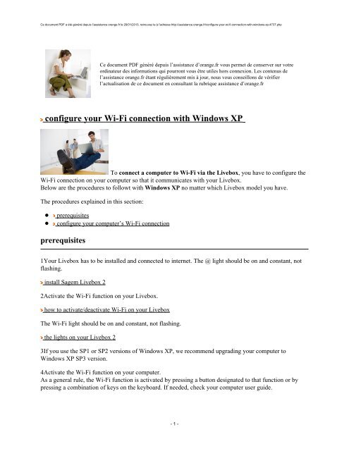 configure your Wi-Fi connection with Windows XP - Assistance Orange
