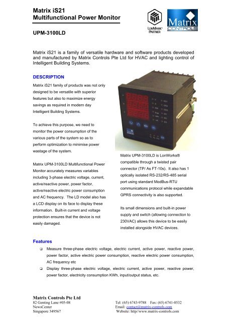 Matrix iS21 Multifunctional Power Monitor - Matrix Controls